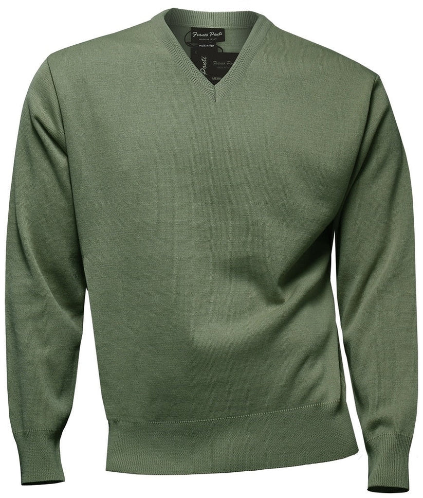 FRANCO PONTI V-Neck - Mens Italian Merino Wool Blend - 6 Colours ...